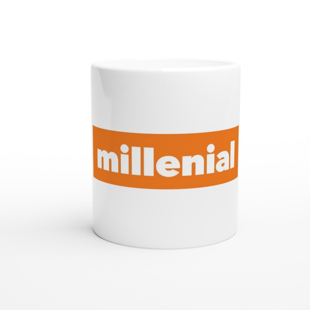 Millennial Mug: Orange Rectangular Frame Design White Mug With Orange ...