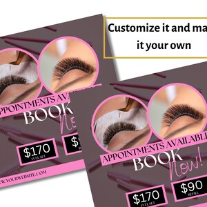 Canva Editable Eyelash Extension Flyer Template | DIY Lash Flyer | Lash ...