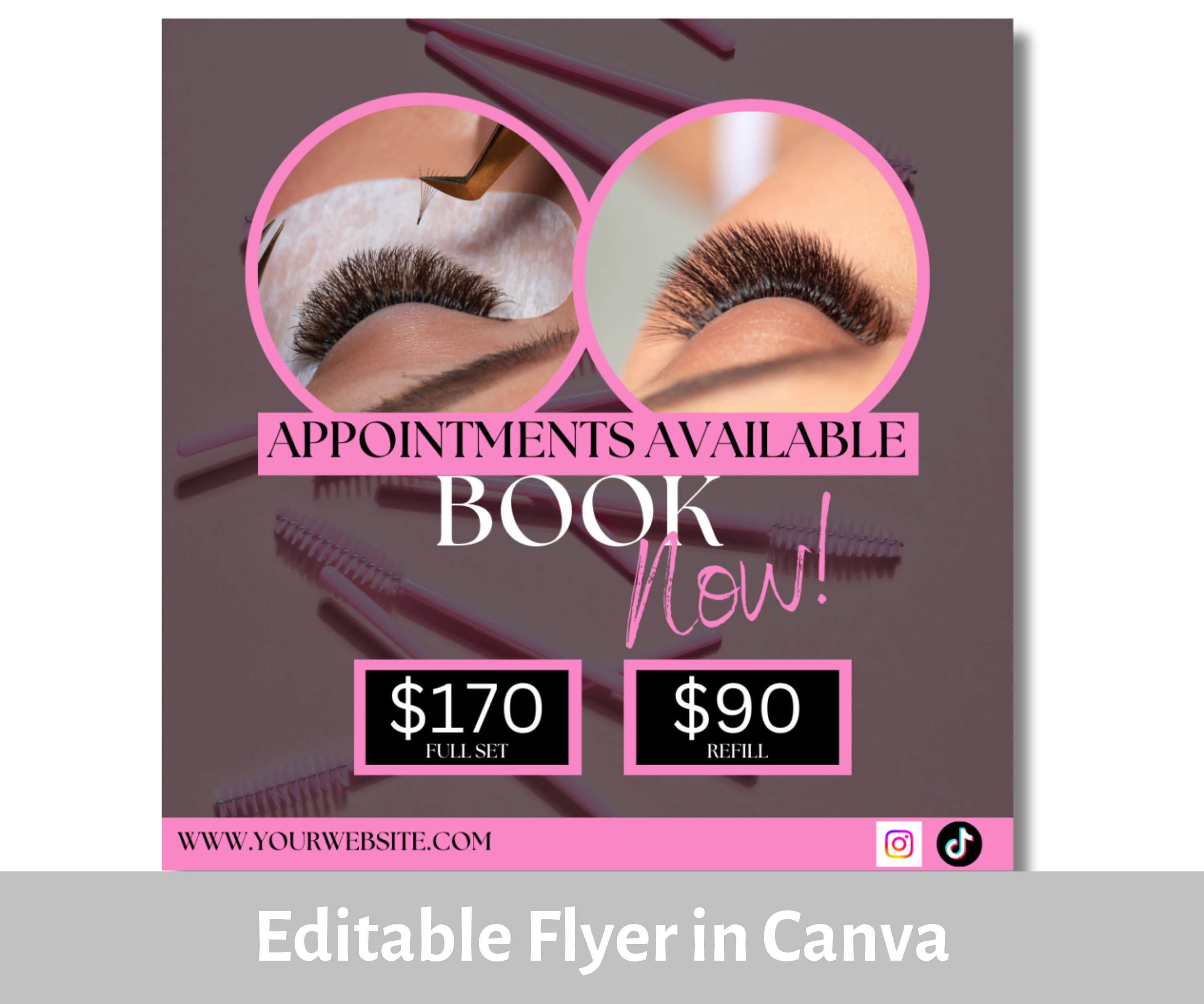 Canva Editable Eyelash Extension Flyer Template DIY Lash Flyer Lash ...