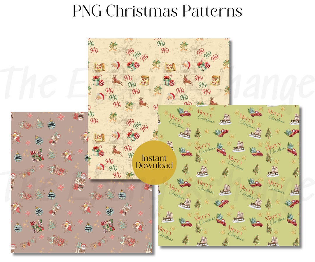 Seamless Vintage Christmas Digital Paper Pack Retro Holiday Patterns ...