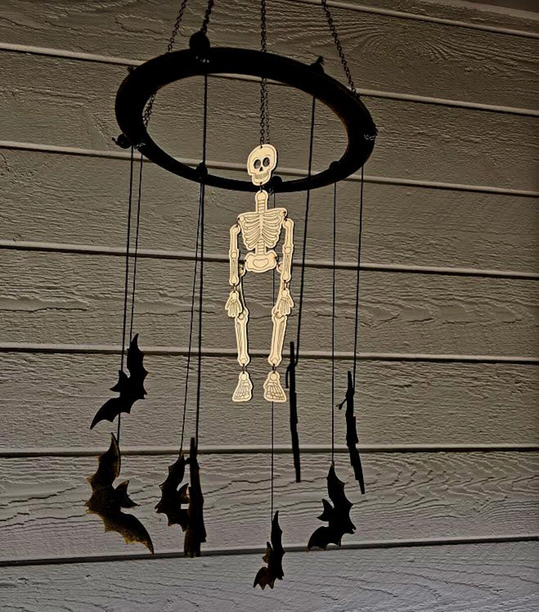 Autumn Skeleton and Bats Mobile - Halloween Hanging Decor - Etsy