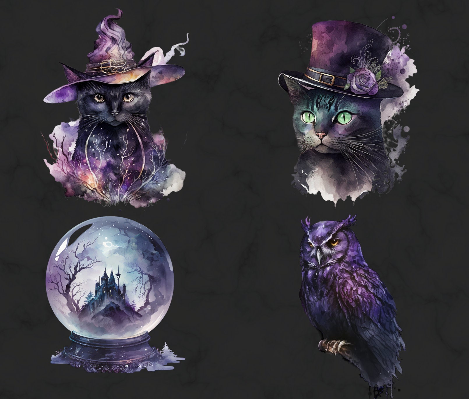 33 PNG Watercolor Mystic Witch Clipart, Gothic Witch Clip Art, Witch ...