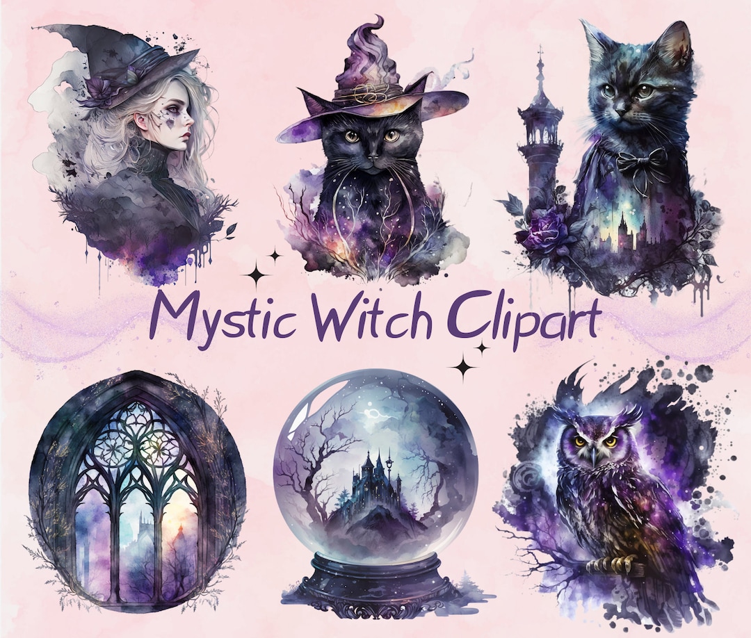33 PNG Watercolor Mystic Witch Clipart, Gothic Witch Clip Art, Witch ...