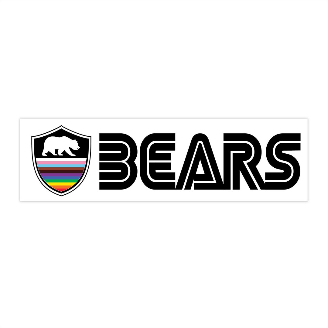Gay Progress Pride Flag Shield With Bear and BEARS Font Bumper Stickers ...