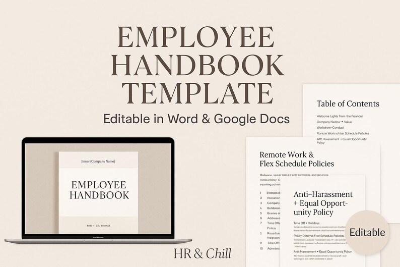 Employee Handbook Template | Editable HR Manual for Small Business ...