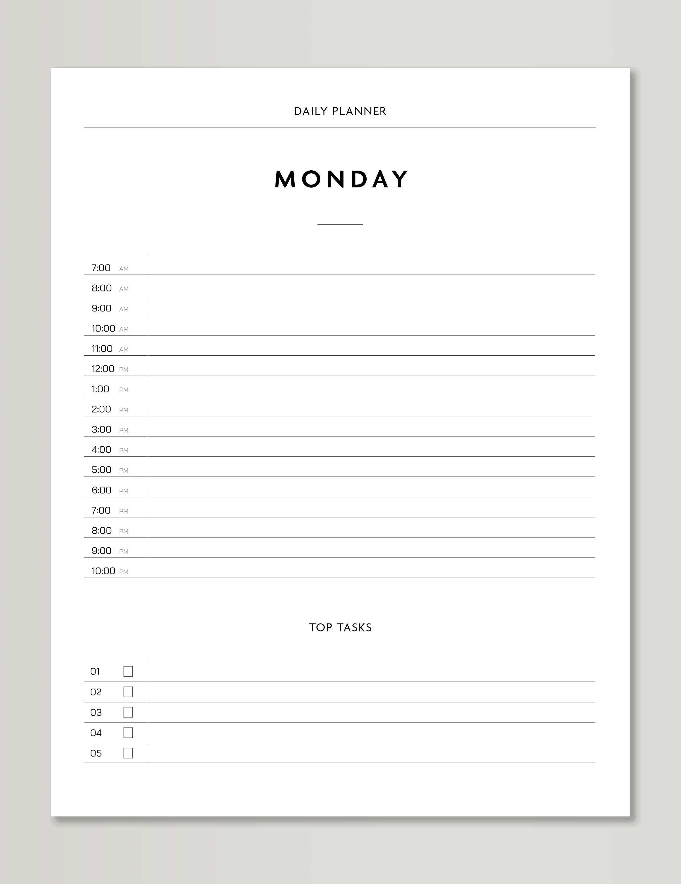 Minimal Daily Planner - Printable Sheets for Daily Use - Etsy