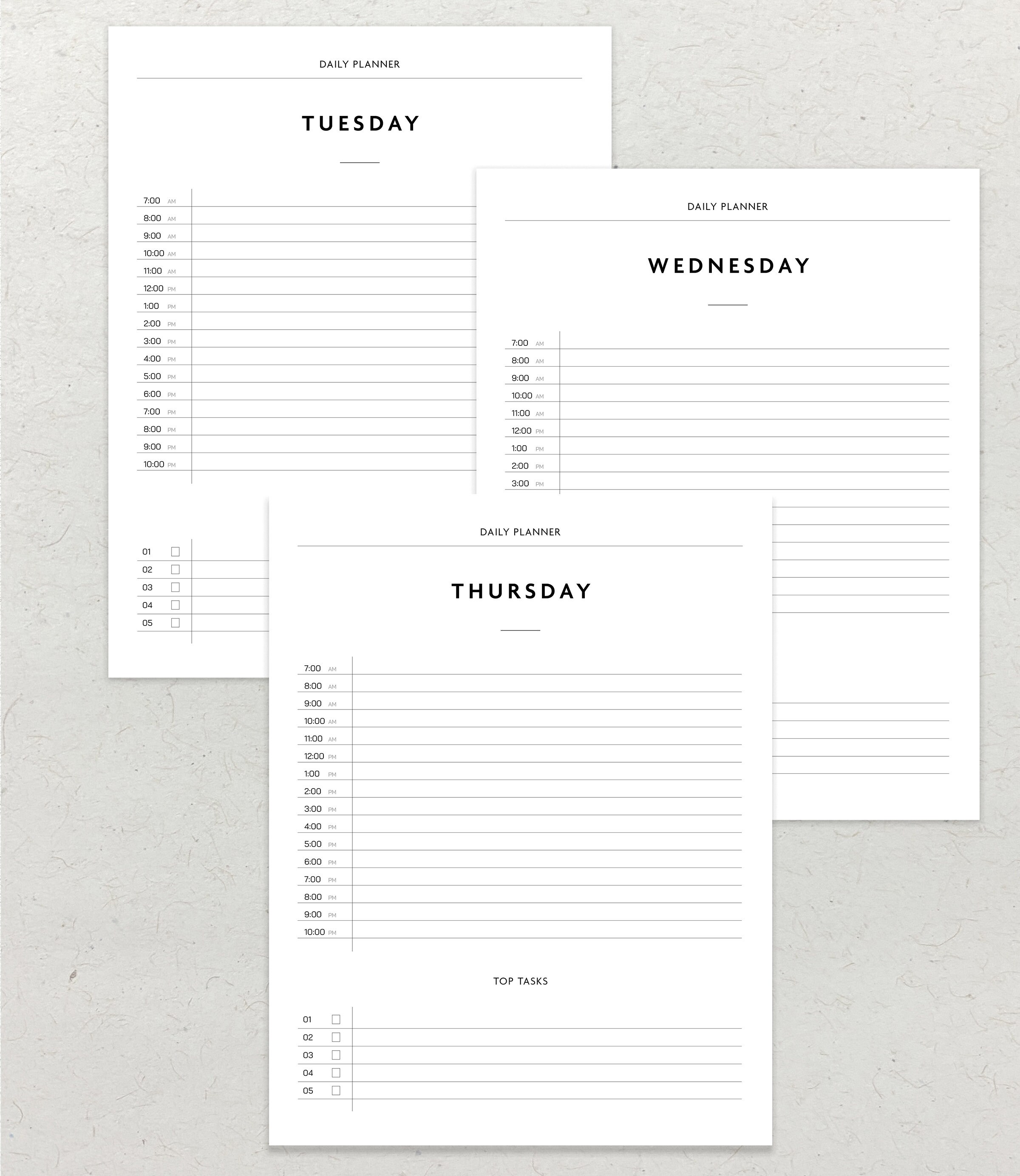 Minimal Daily Planner Printable Sheets for Daily Use - Etsy