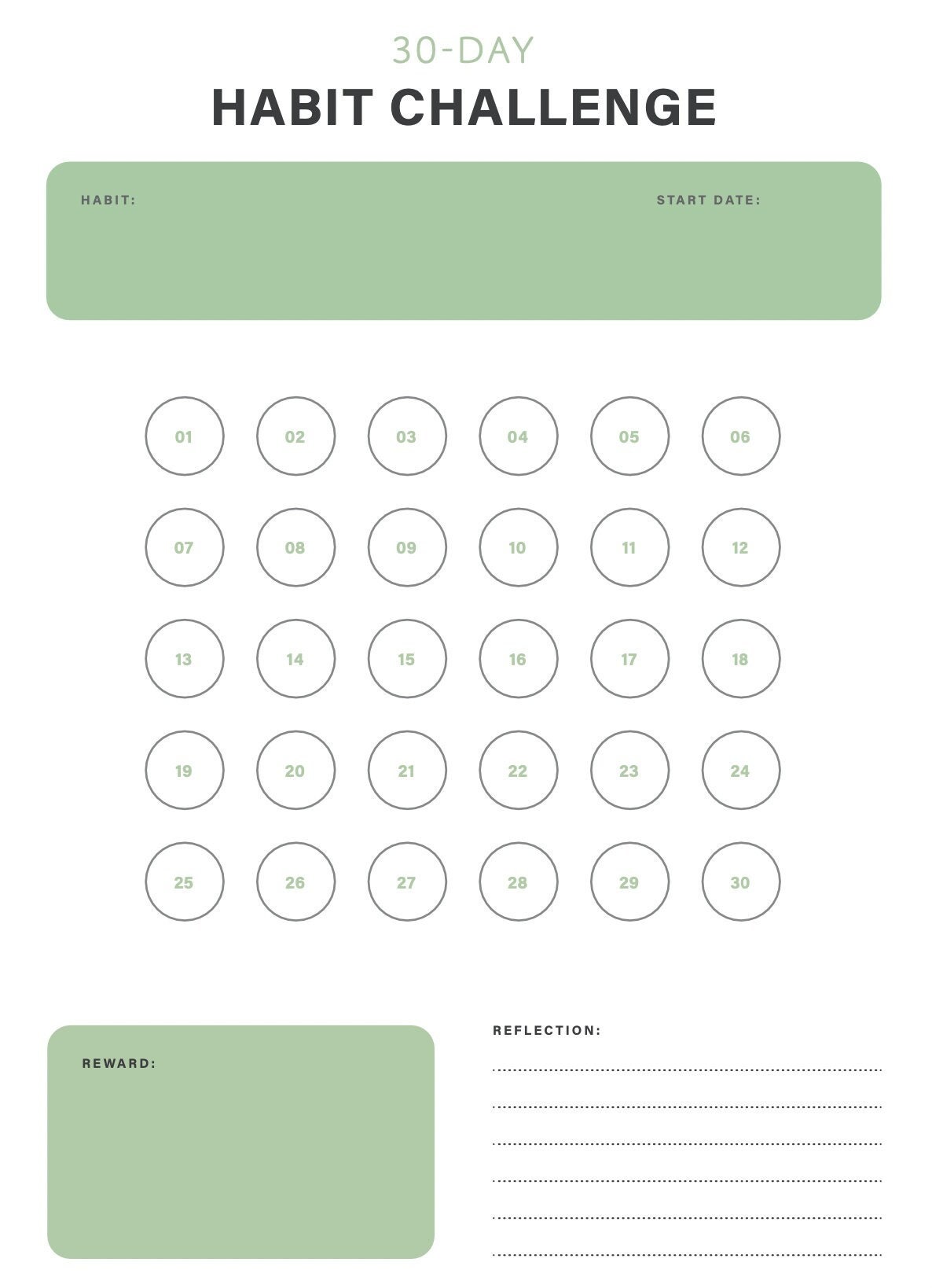 30 DAY HABIT CHALLENGE Tracker and Planner - Etsy