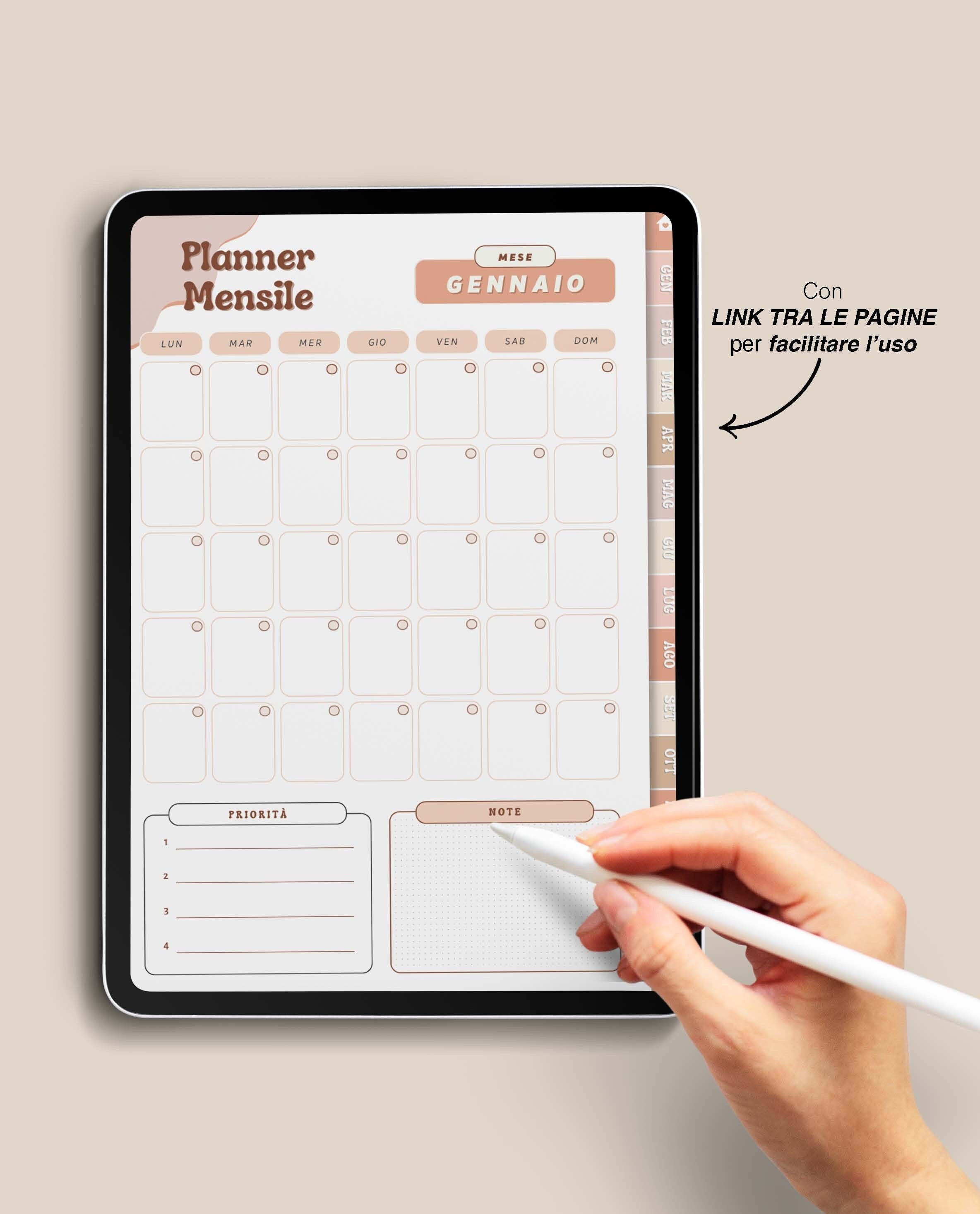 Planner Digitale Settimanale & Mensile Senza Date Con Link Tra Le ...