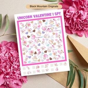 Unicorn Valentine I Spy | Printable I Spy | Valentine Activity Page ...