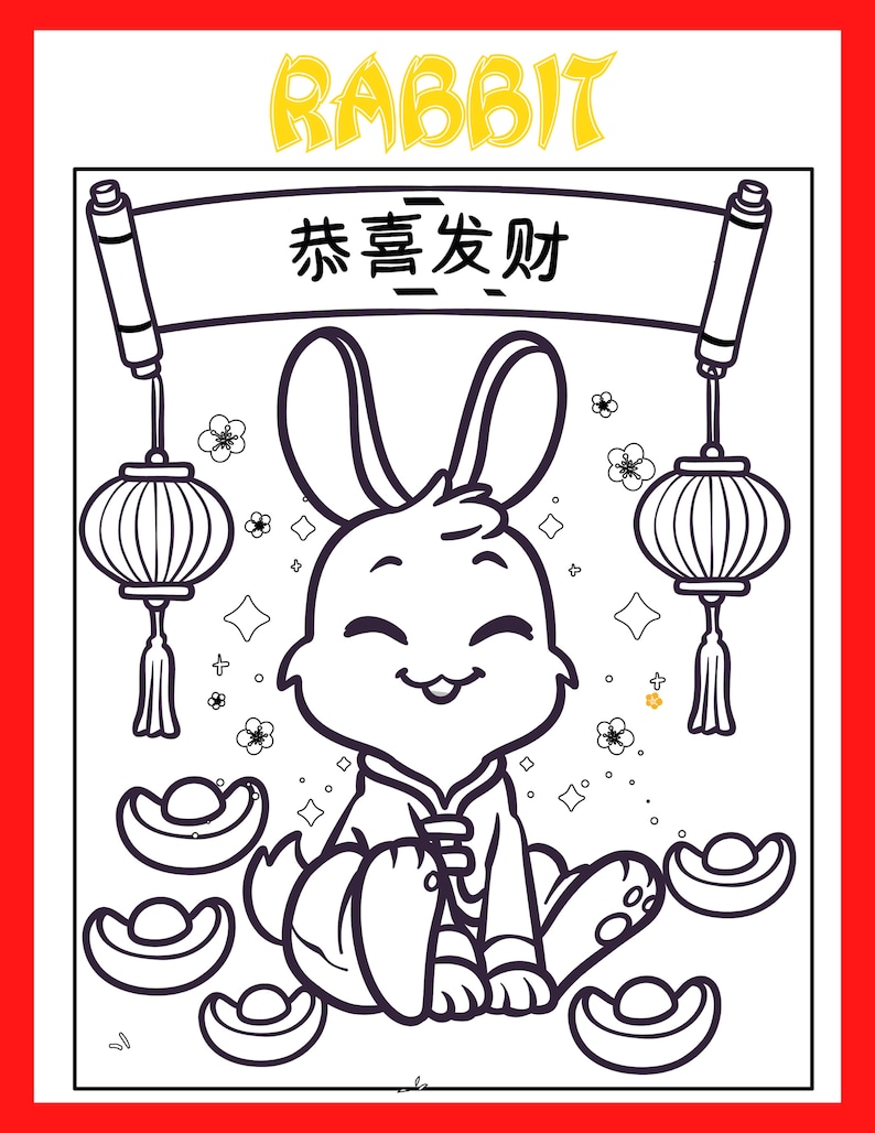 Year of the Rabbit | Printable Coloring Pages | Chinese New Year ...