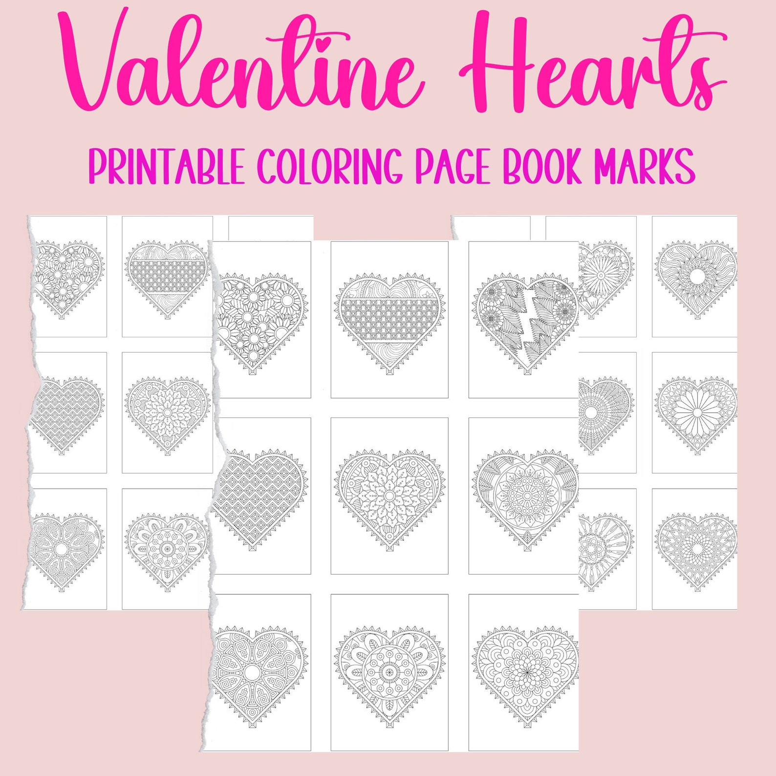 Coloring Page HEART Printable Valentine Bookmarks | Printable Bookmarks ...