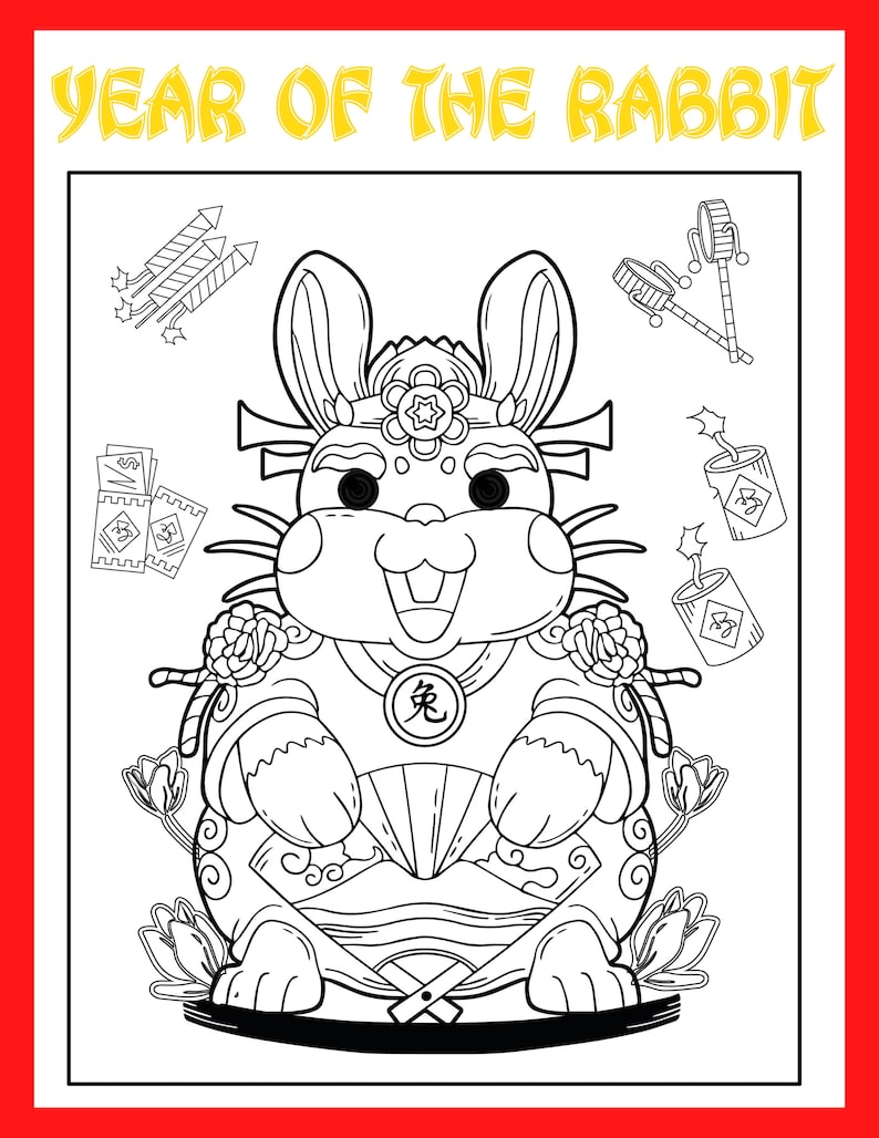 Year of the Rabbit | Printable Coloring Pages | Chinese New Year ...