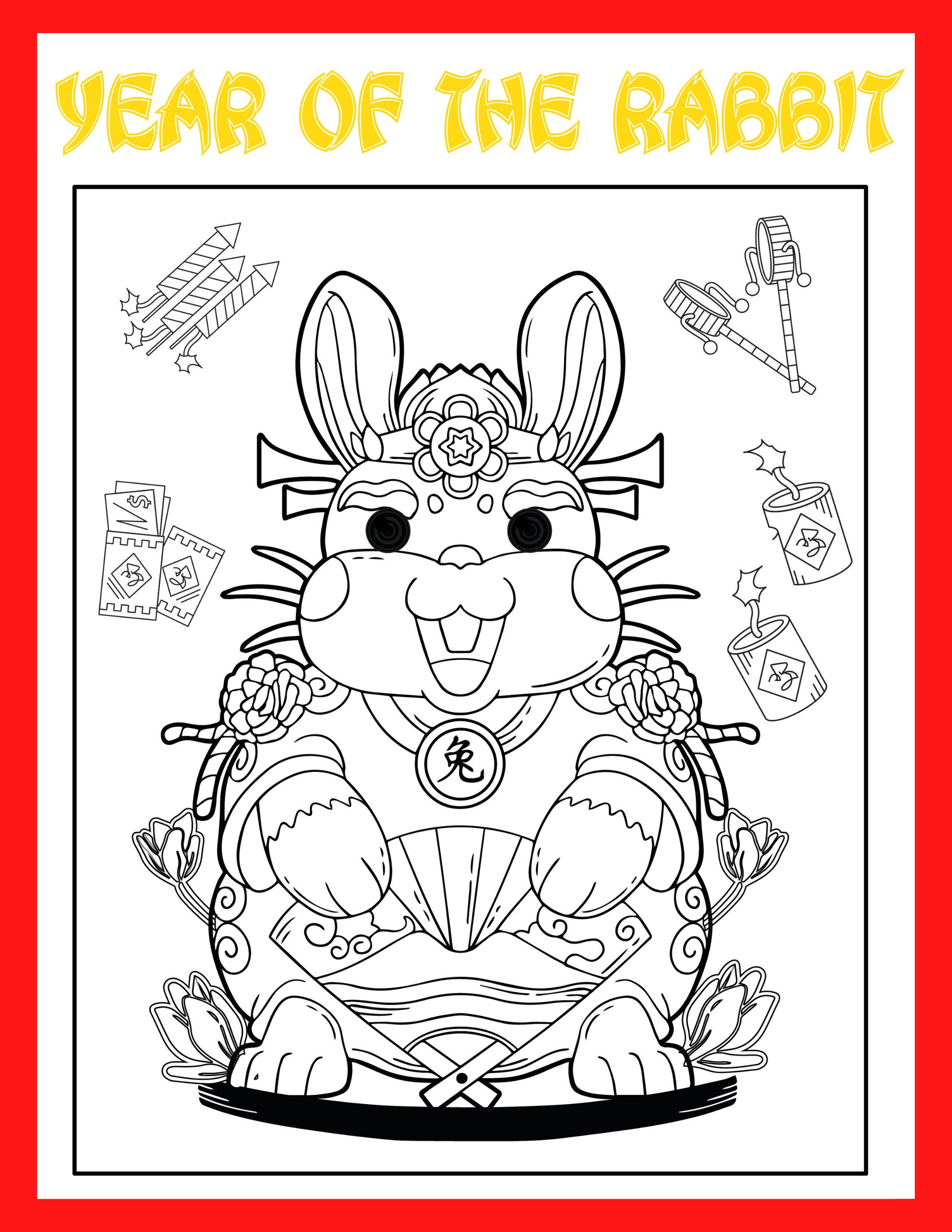 Year of the Rabbit Printable Coloring Pages Chinese New Year Zodiac ...