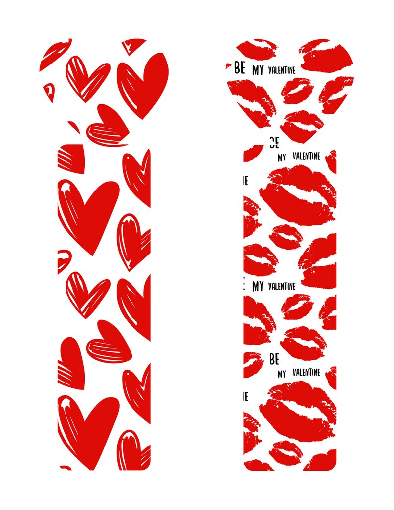 Red Black White Valentine Bookmarks | Printable Bookmarks | Valentine ...
