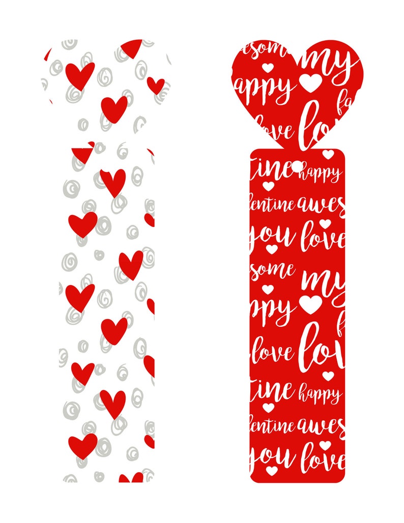 Red Black White Valentine Bookmarks | Printable Bookmarks | Valentine ...
