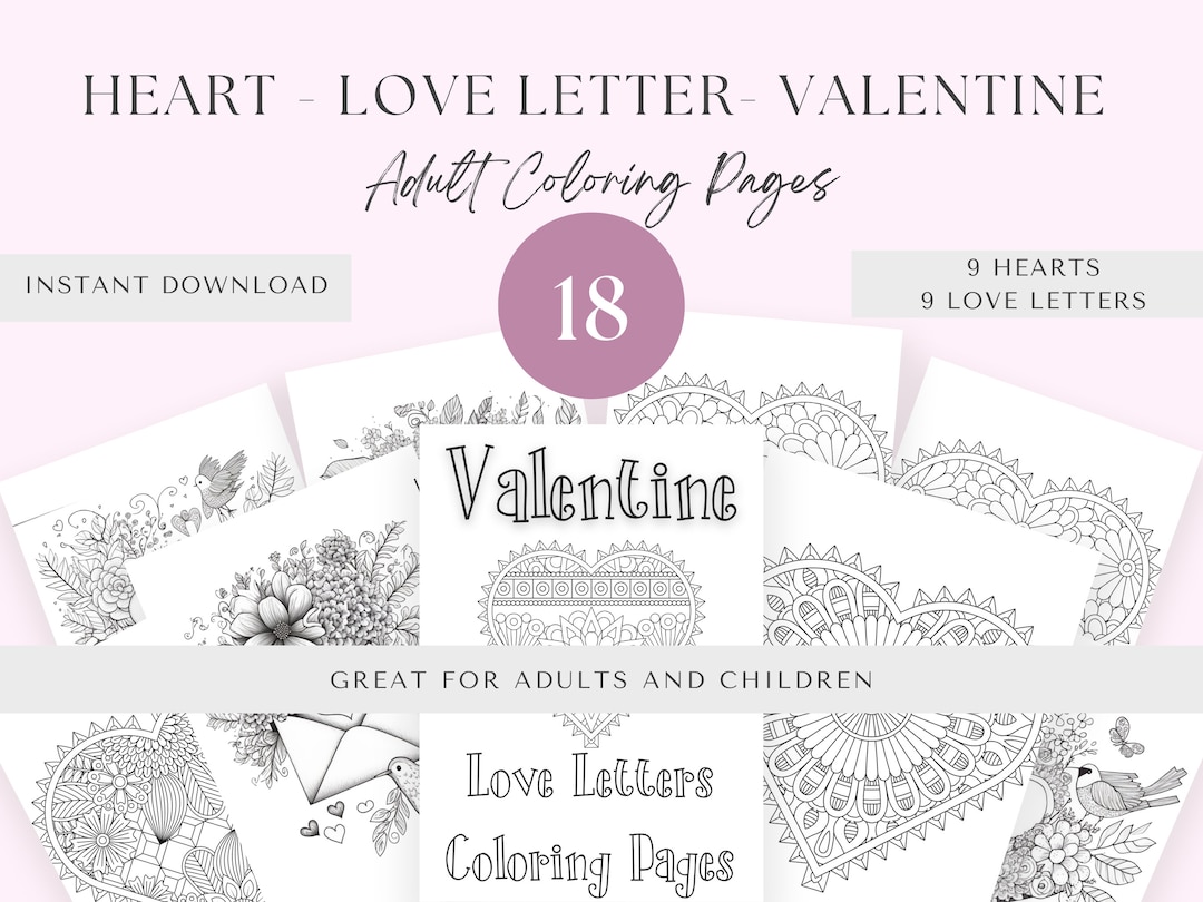 Coloring Page Printable Valentine | Hearts | Love Letters | Valentine ...