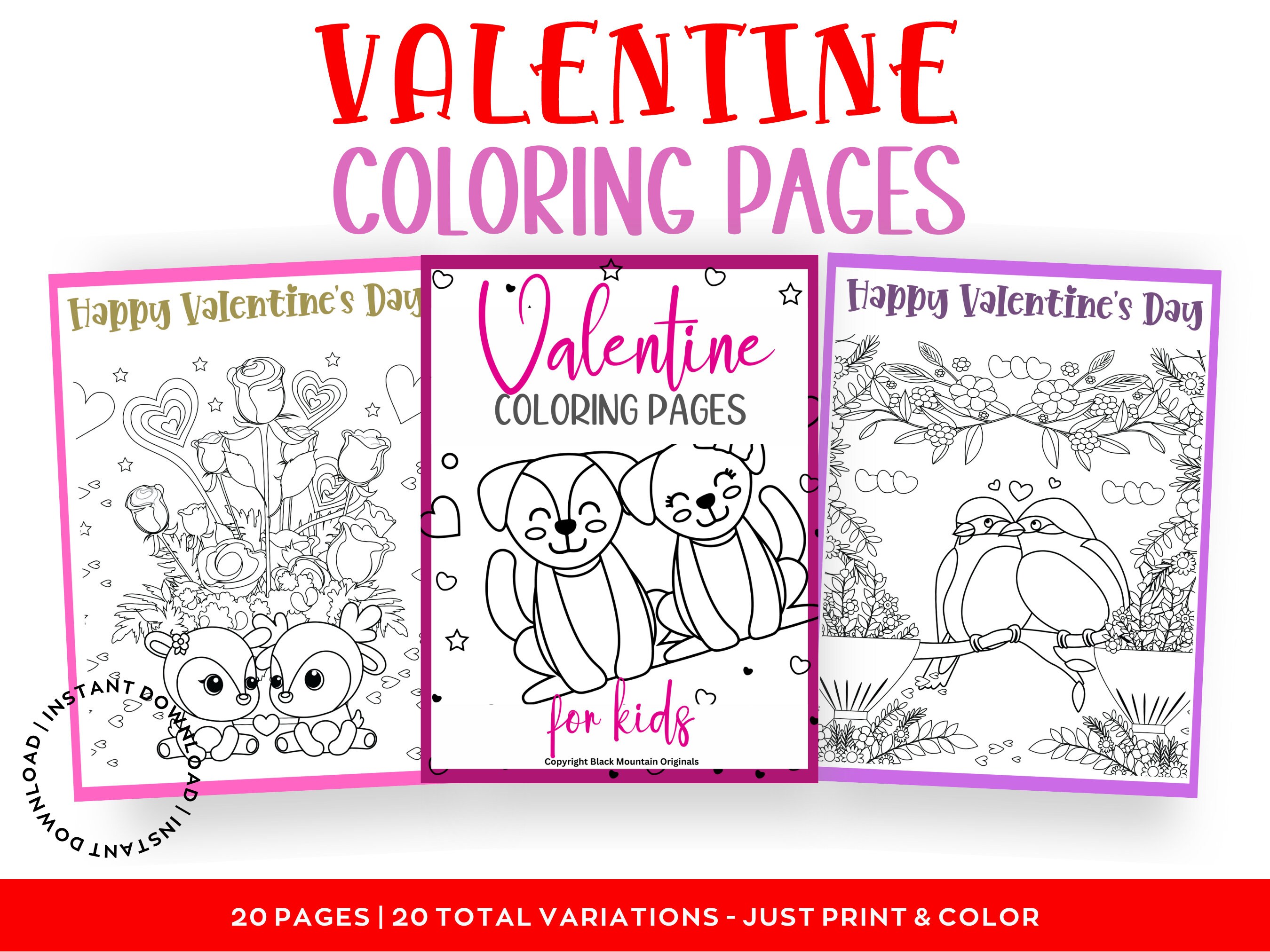 Coloring Page Printable Valentine | Kids Activity Book | Valentine ...