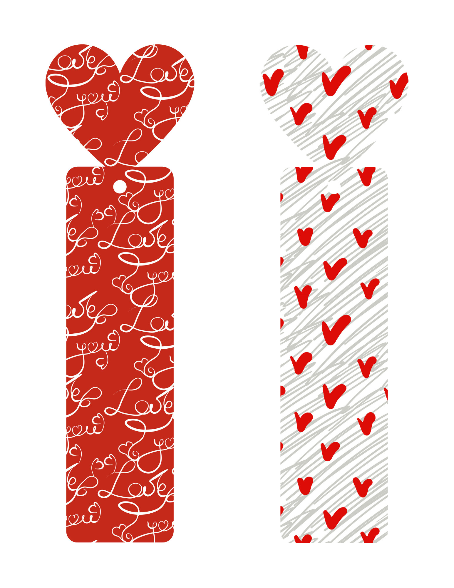 Red Black White Valentine Bookmarks | Printable Bookmarks | Valentine ...