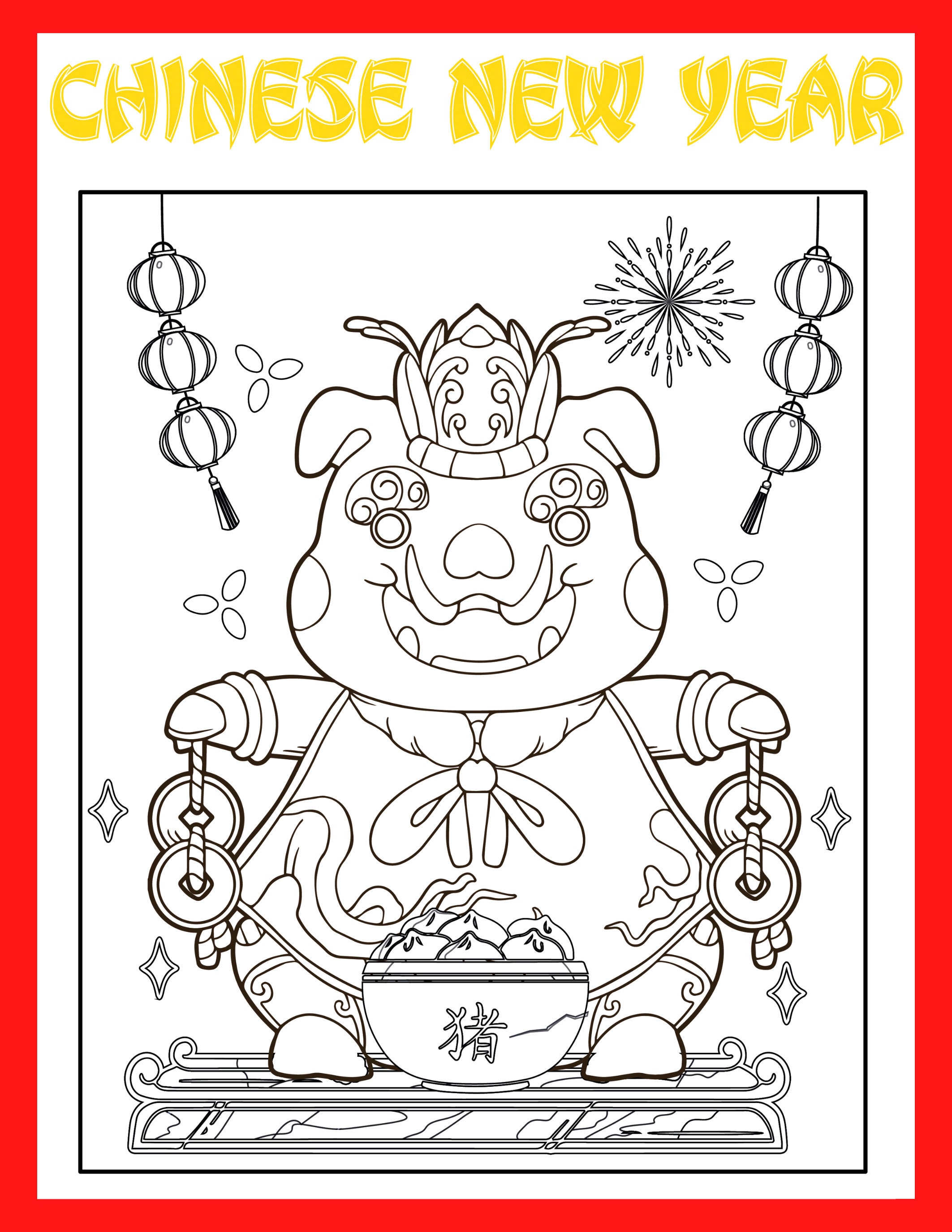 Year of the Rabbit Printable Coloring Pages Chinese New Year Zodiac ...