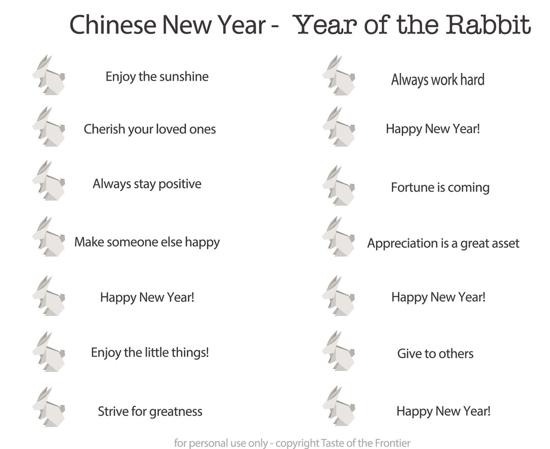 Year of the Rabbit | Printable Fortunes | Chinese New Year | Zodiac ...
