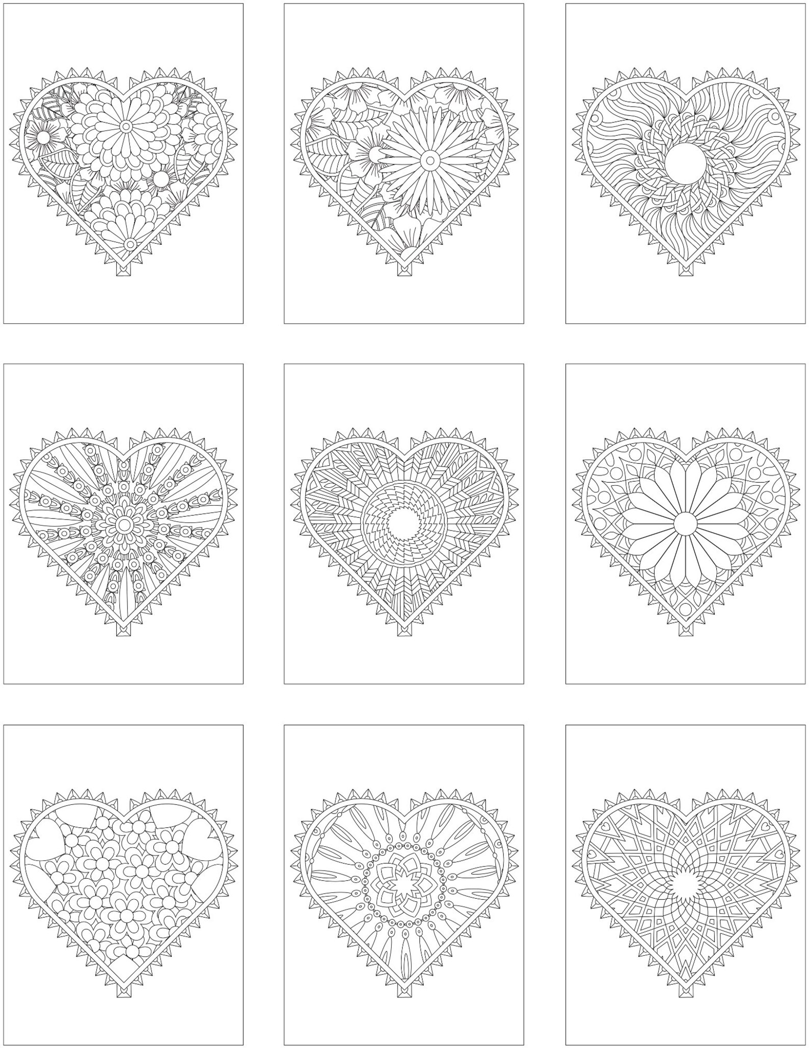 Coloring Page HEART Printable Valentine Bookmarks | Printable Bookmarks ...