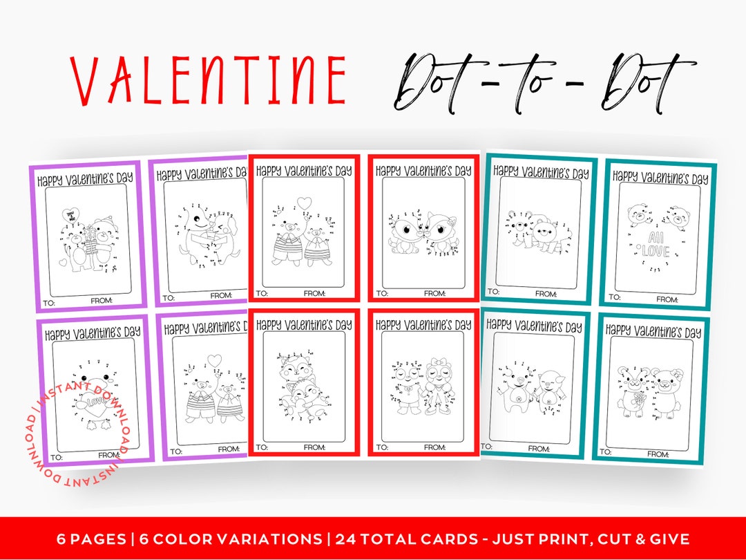 Dot-to-dot Valentine Cards | Printable Valentine Cards | Valentine ...