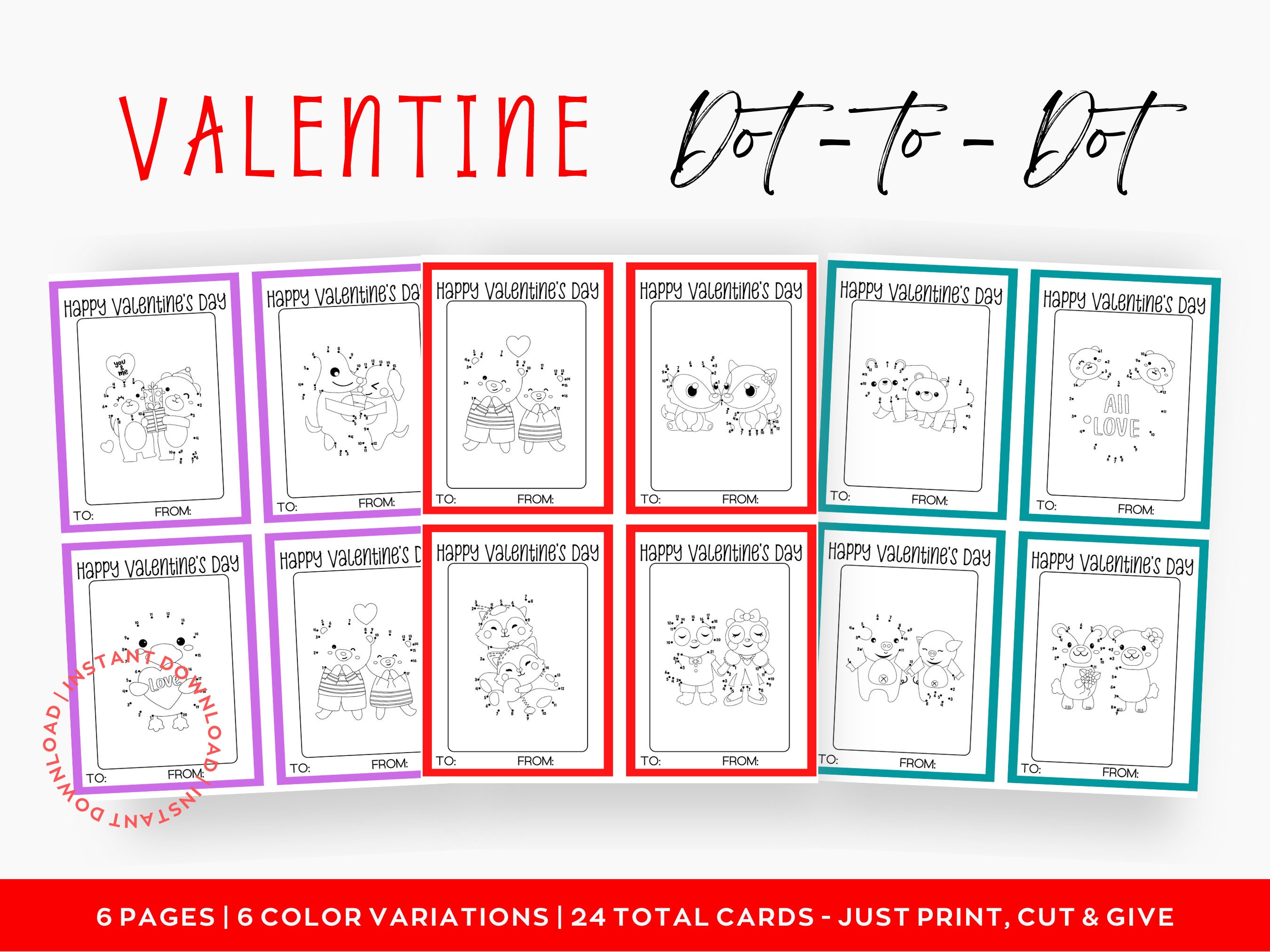 Dot-to-dot Valentine Cards | Printable Valentine Cards | Valentine ...