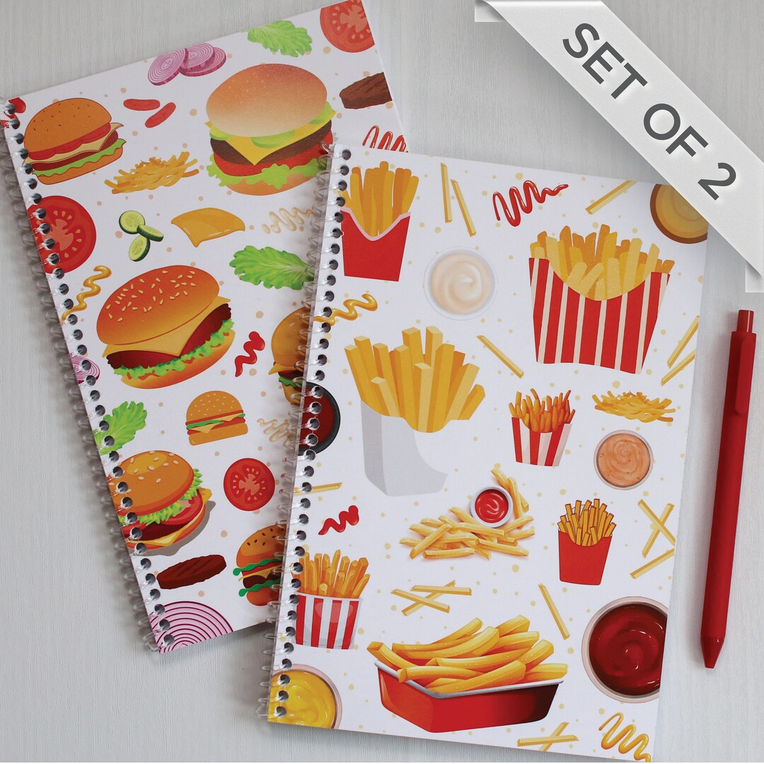 Notebook Set, Notebook Gift Set, Burger Notebook, French Fries Gift ...