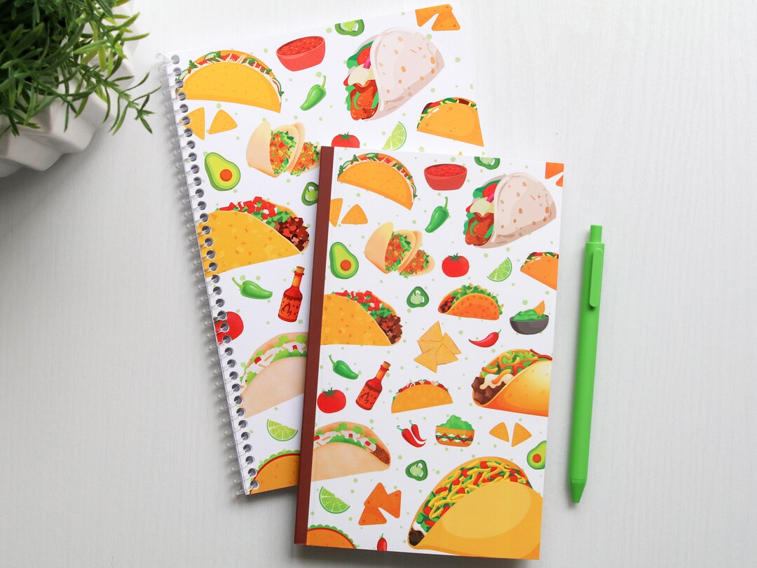 Taco Notebook, Cute Sketchbook, Food Notebook, Taco Journal, Taco ...