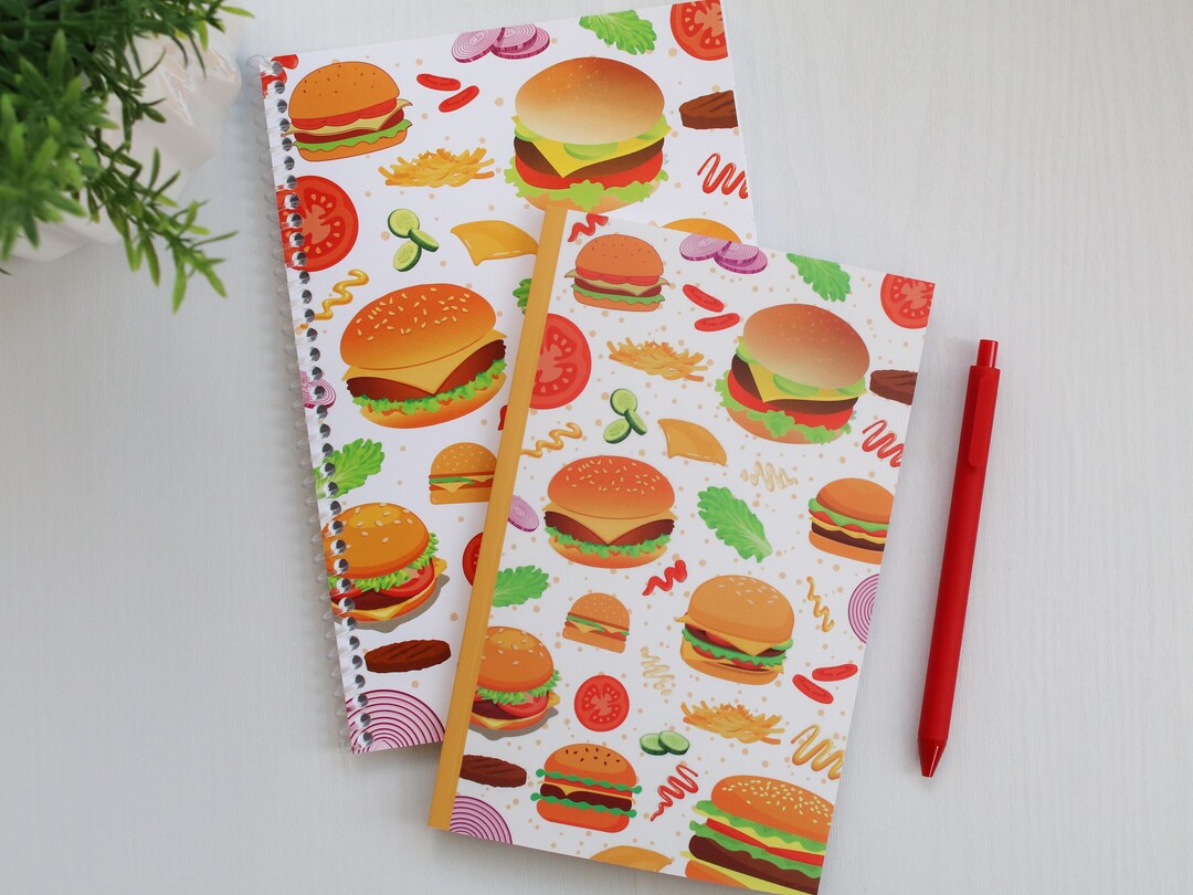 Burger Notebook, Cute Sketchbook, Burger French Fries, Softcover ...