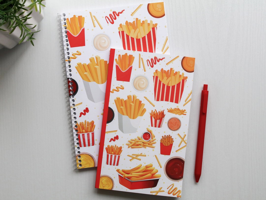 Fries Notebook, Cute Sketchbook, French Fries Journal, Softcover ...