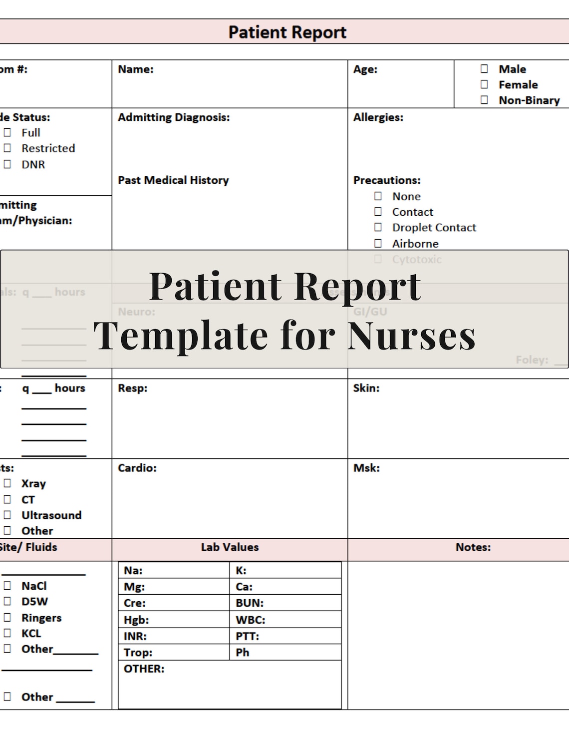 Nursing Report Template | Digital Nursing Report | Patient Report ...
