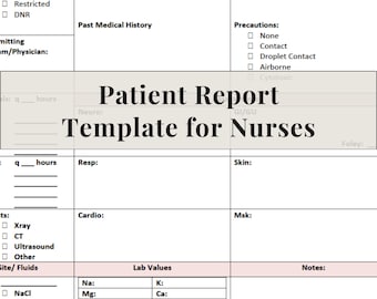 Nursing Student Patient Report Template - Etsy