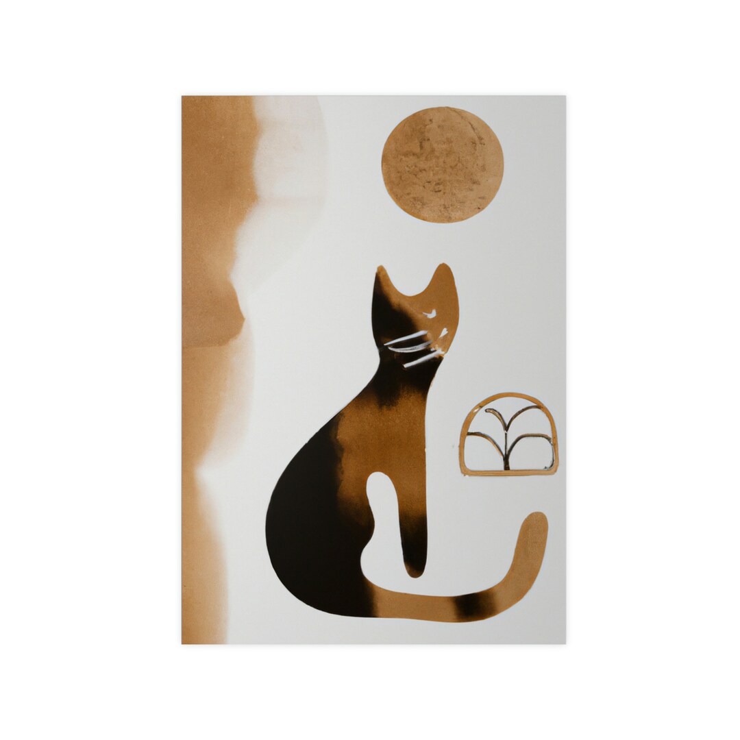 Burnt Cat Minimalistic Terracotta Poster - Etsy