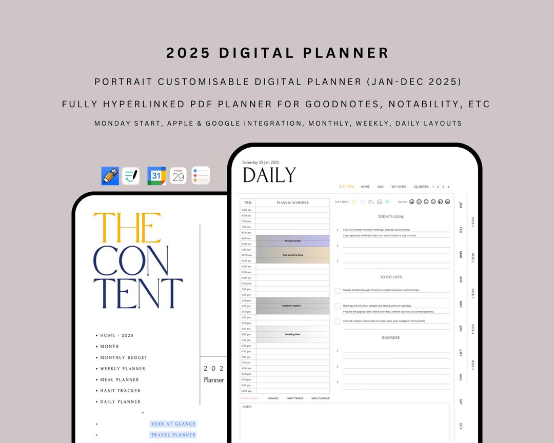 2025 Minimalist Digital Planner Google/apple Calendar & Reminders ...