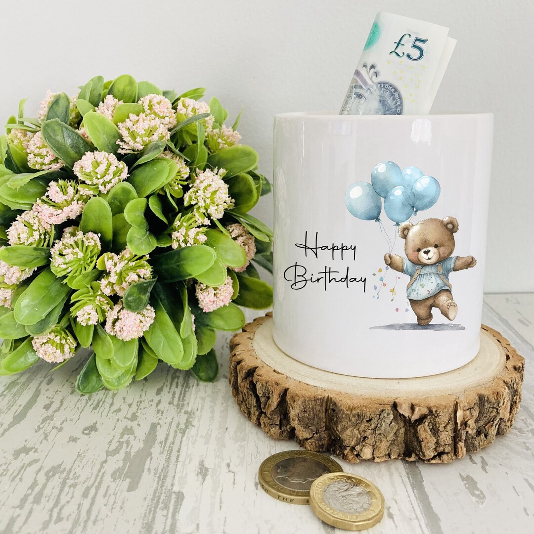 Personalised Money Box Present Gift Birthday Christmas Teddy Any ...