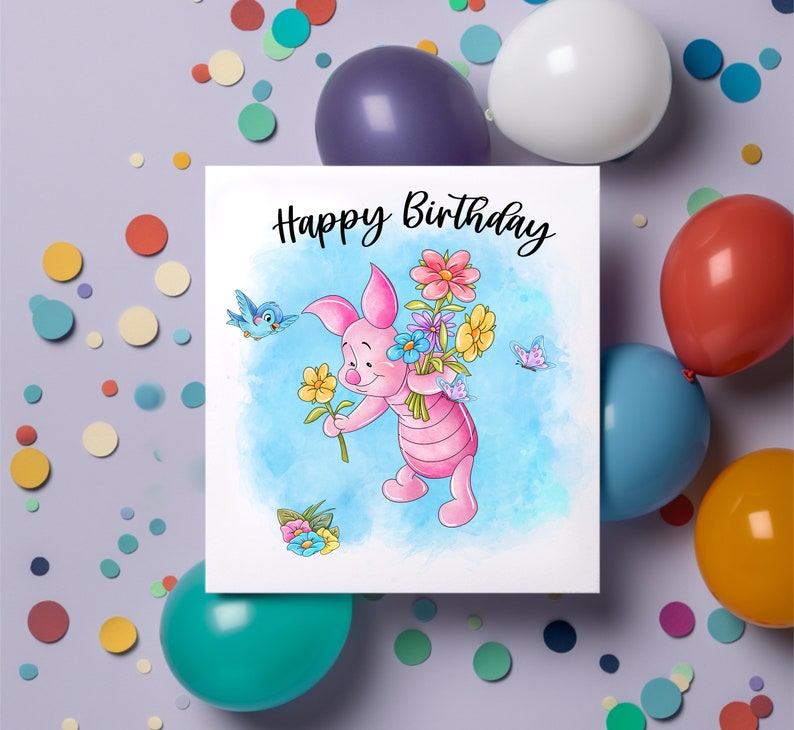 Piglet Birthday Card Winnie the Pooh Celebration - Etsy