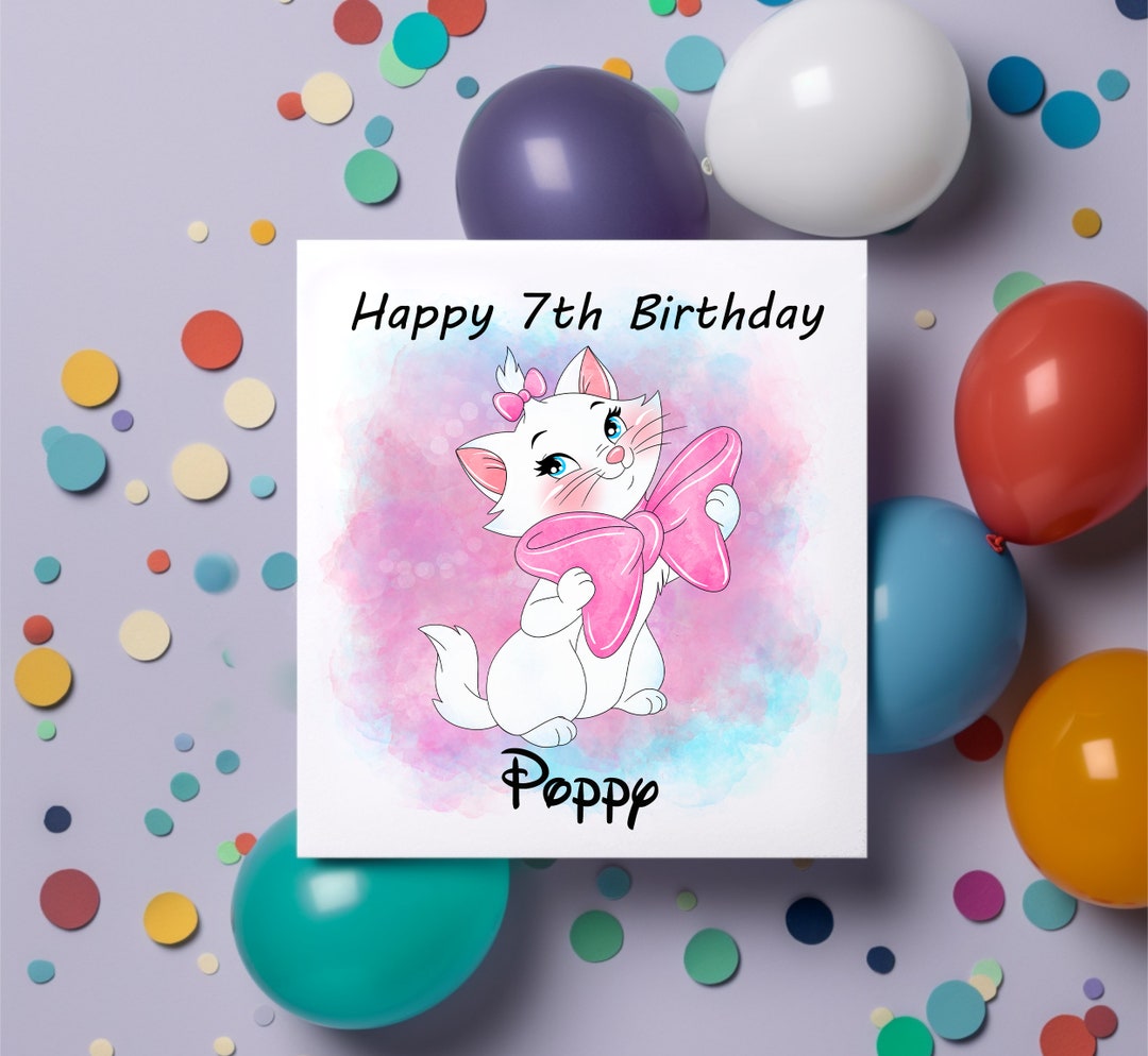Personalised Aristocats Marie Birthday Card Any Age Any Name ...