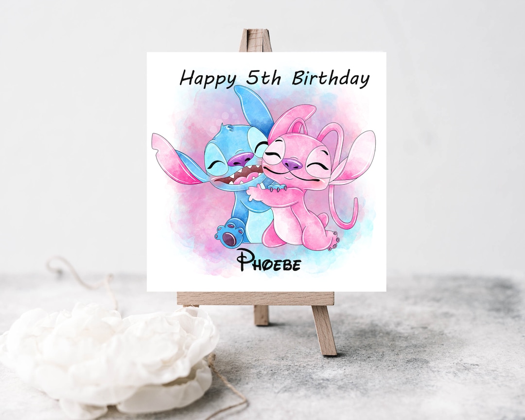 Personalised Stitch & Angel Birthday Card Celebration - Etsy