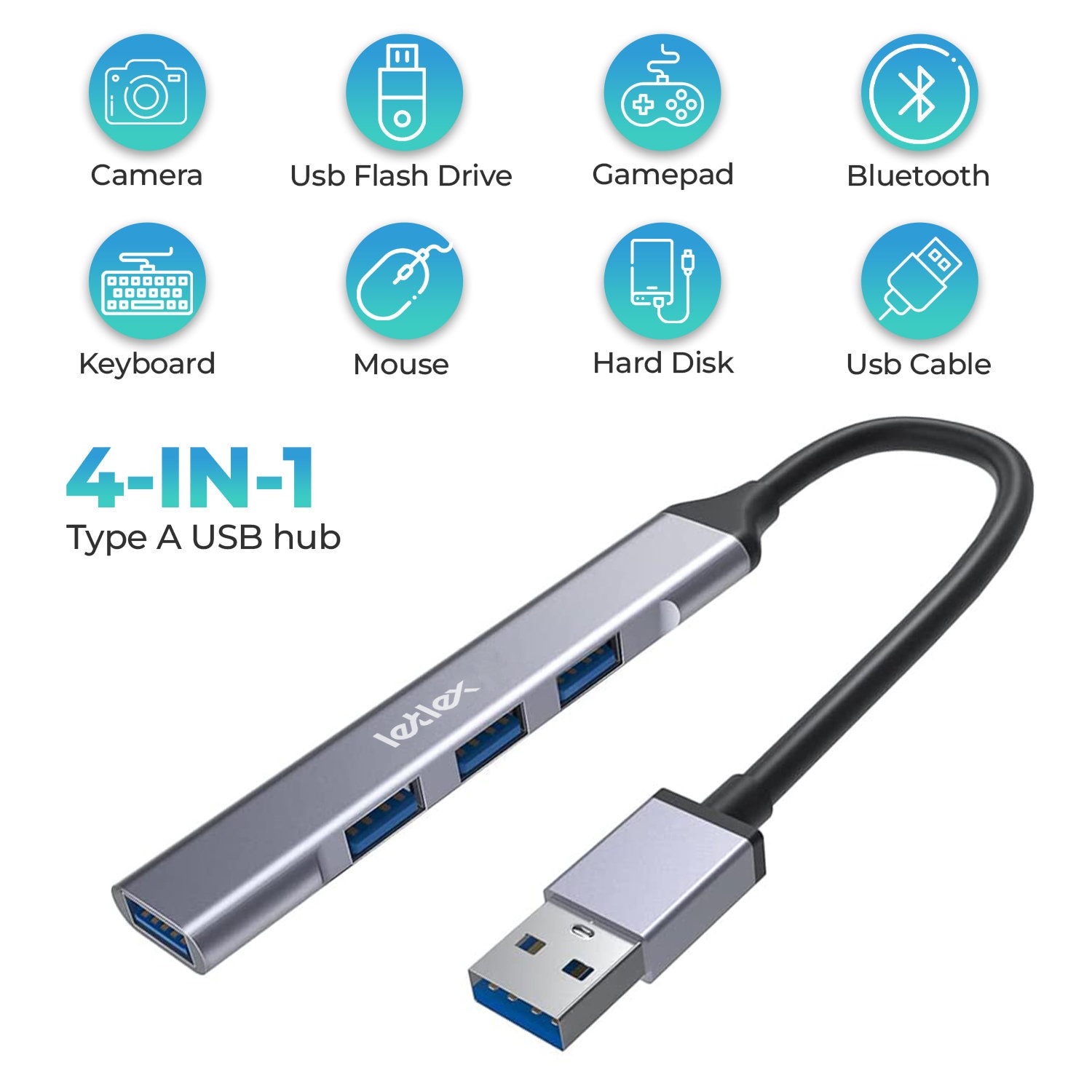 LETLEX 4in1 Usb Hub 3.0 Usb Port Expander Usb Extender Usb Type a Hub ...