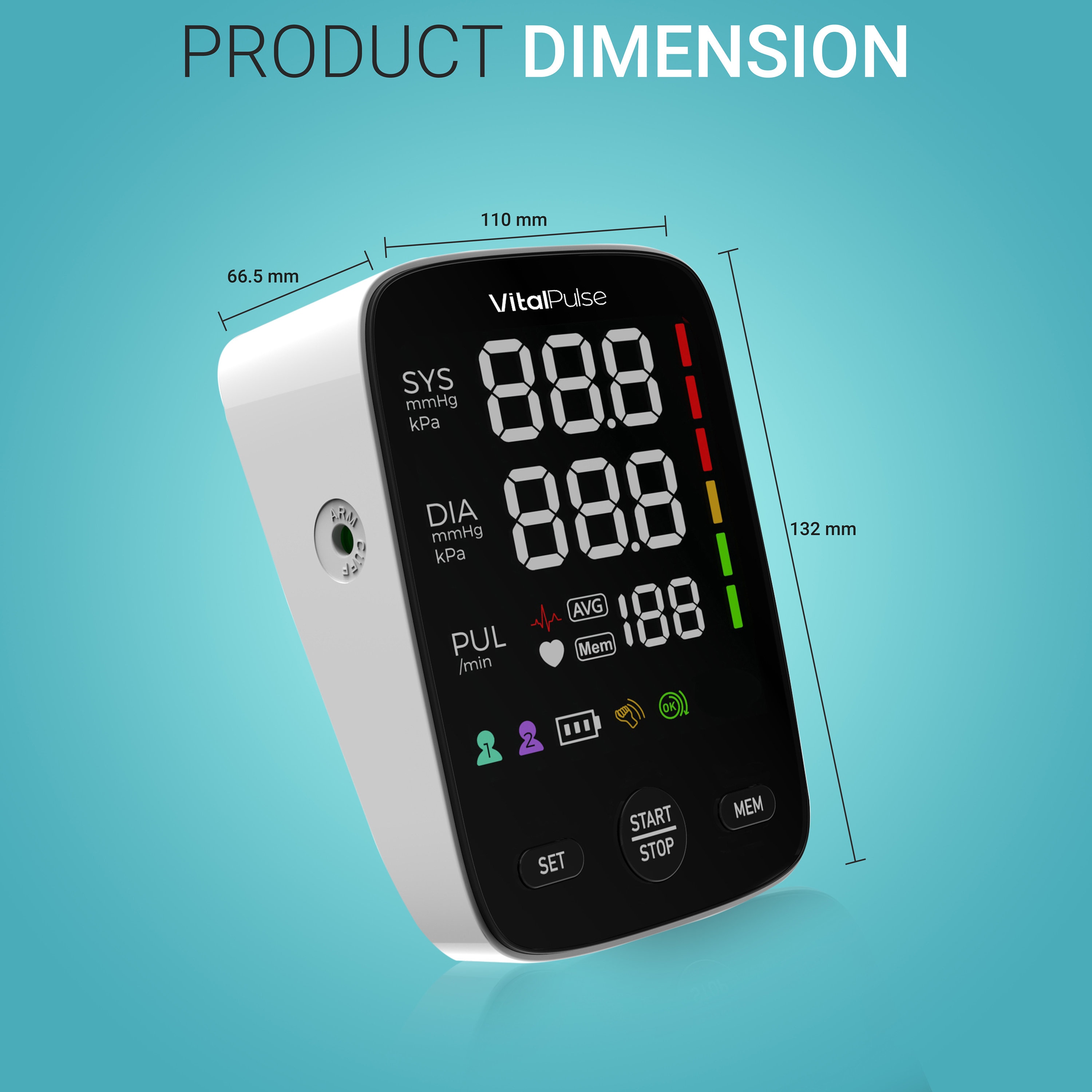 Vitalpulse Blood Pressure Monitor - Digital BP Monitor With 8.7” - 16.5 ...