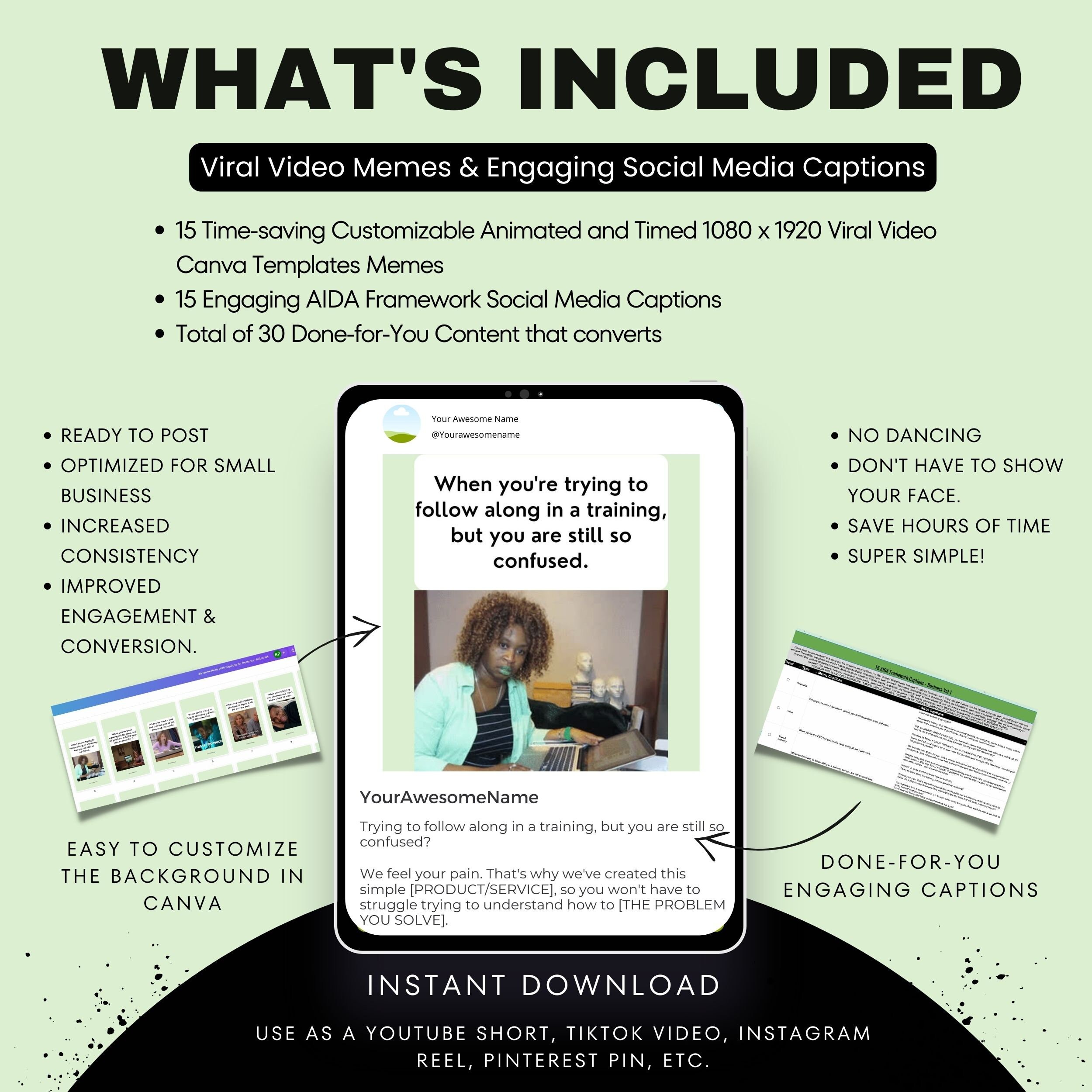Done-for-you Small Business Engagement Booster: Memes Gifs & Instagram ...