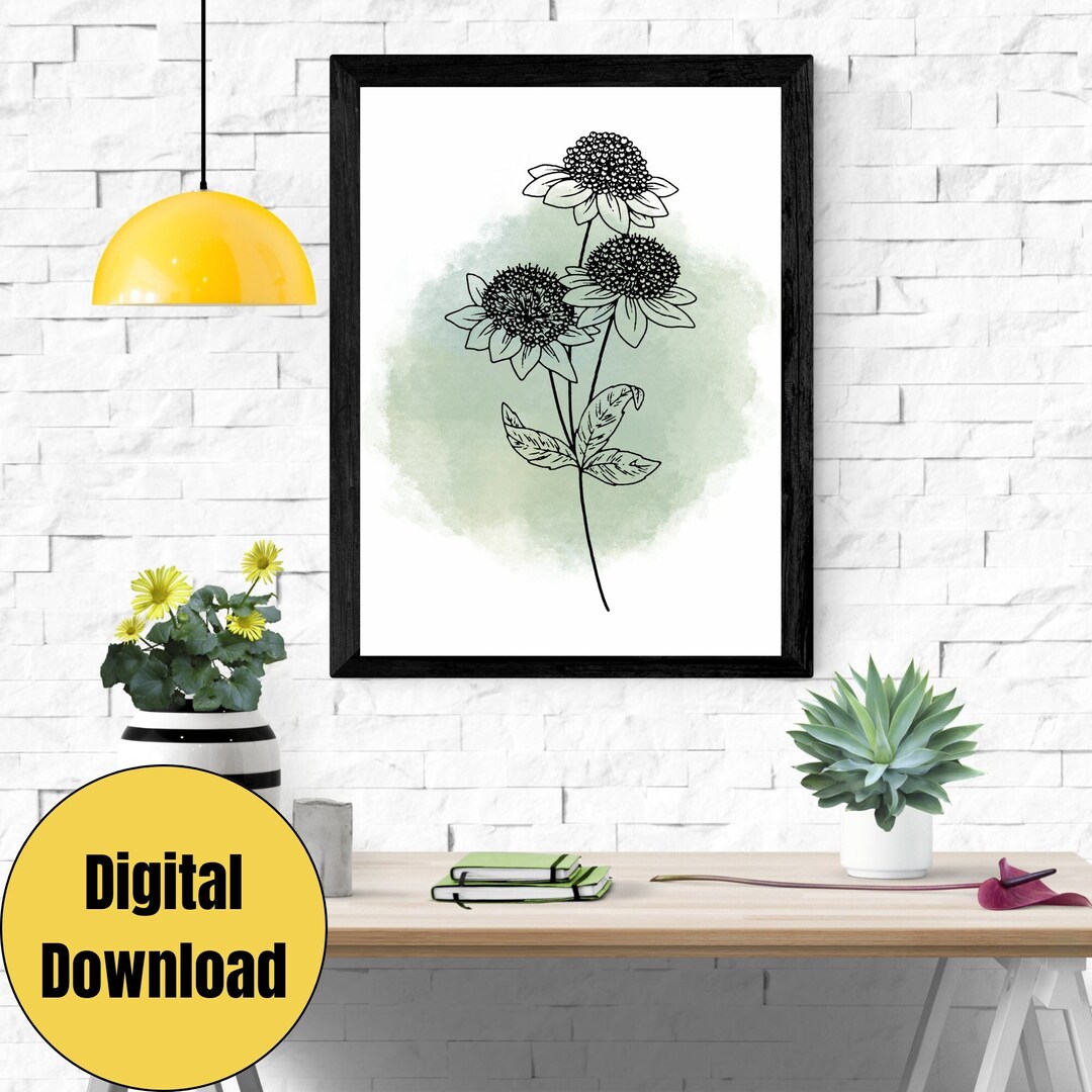 Simple Floral Wall Art / Instant Digital Download / Printable Wall Art ...