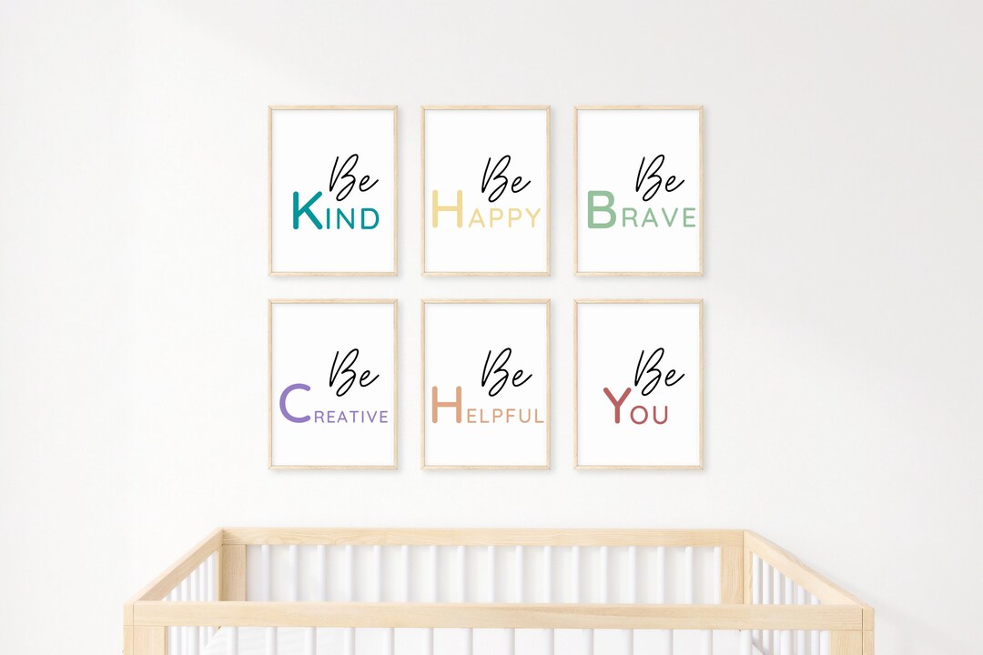 Be Kind Be Happy Be Brave Printable Wall Art Set of 6 / Nursery Decor ...