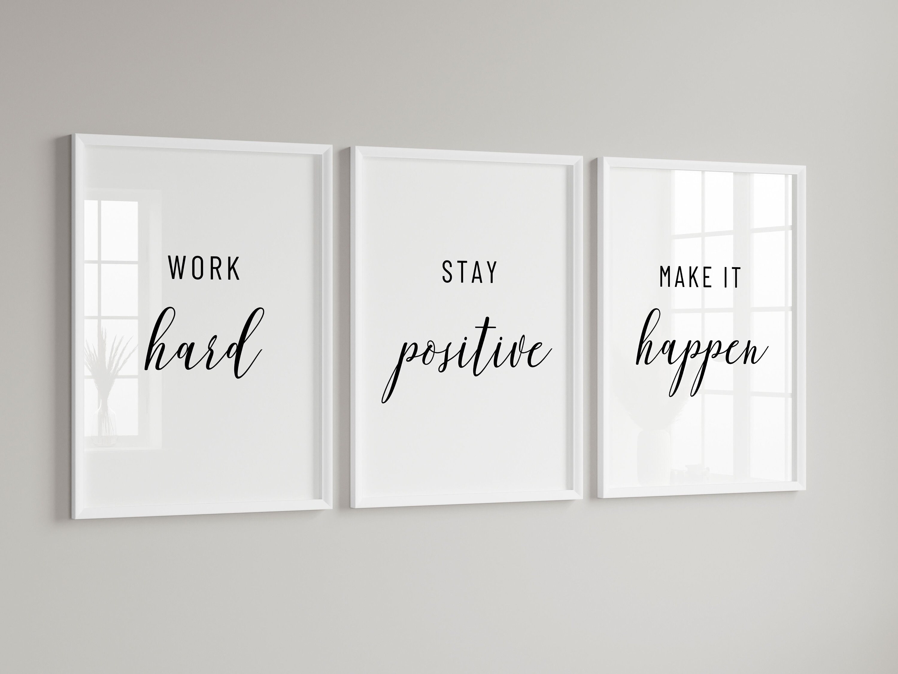 Work Hard Stay Positive Printable Wall Art / Simple Home Office Decor ...