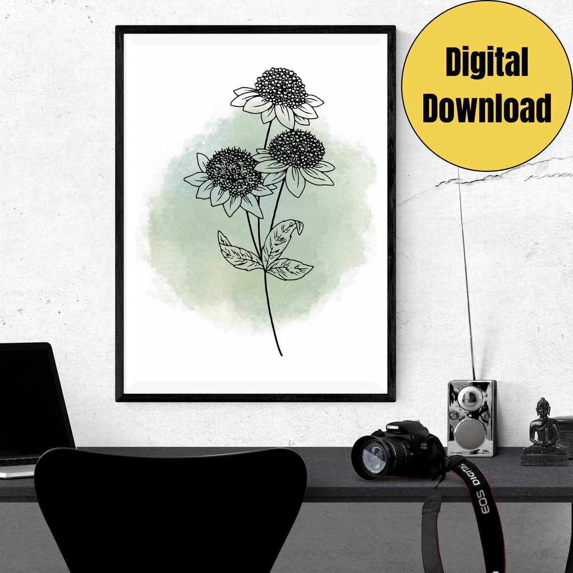 Simple Floral Wall Art / Instant Digital Download / Printable Wall Art ...