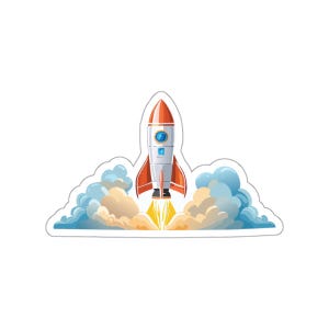 Rocket Ship Launch Vinyl Sticker: Space Themed Decal for Laptops, Water ...