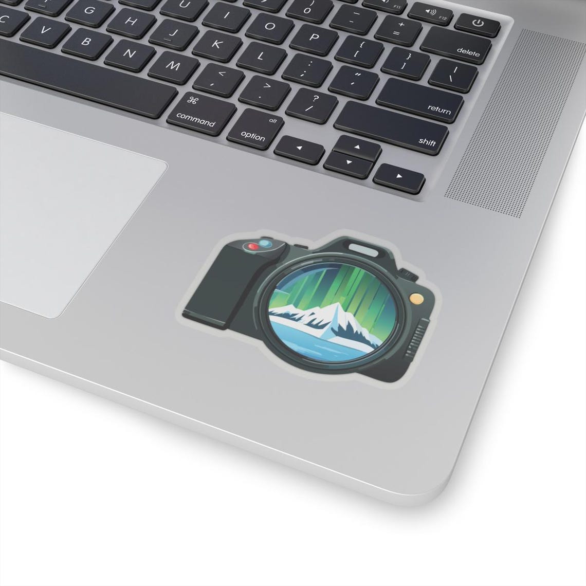 Northern Lights DSLR Camera Kiss-cut Stickers, Snowy Mountain Stickers ...