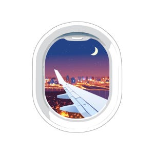 City Lights Sticker, Urban Skyline Decal, Nighttime Cityscape Sticker ...